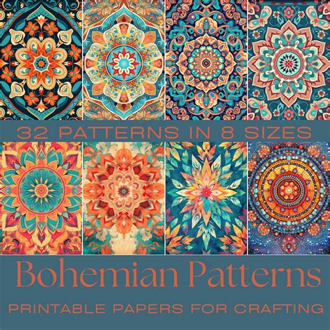 Bohemian Pattern Paper 32 Printable Designs Digital Download Etsy