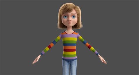 3d Cartoon Rigged Girl Model Turbosquid 1213934