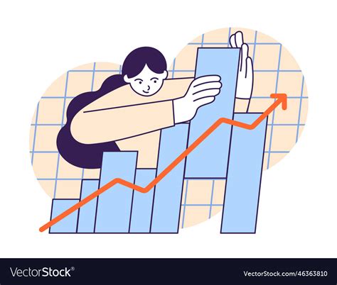 Woman Works With The Data Makes A Graph Royalty Free Vector