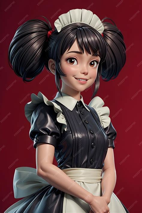 Premium Photo Anime Cartoon Kawaii Beautiful Girl In A Maid Dress
