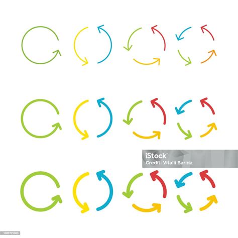 Ilustración De Girar Las Flechas De Color Establecidas Y Más Vectores