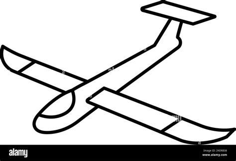 Glider Airplane Aircraft Line Icon Vector Illustration Stock Vector
