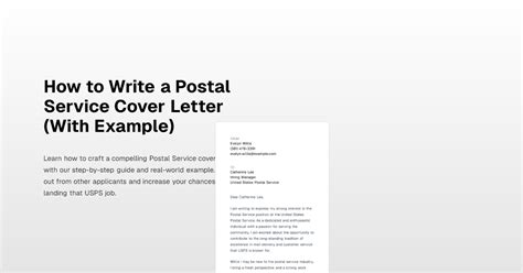 How To Write A Postal Service Cover Letter With Example
