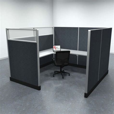 8x8 Office Cubicle Workstation With 67 Panels Glass And Fabric Options