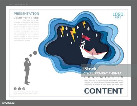 프레 젠 테이 션 레이아웃 디자인 서식 파일 사업 지도력 및 성공 개념 사업가 범선 미친 바다 성공 목표 업적의 상징에 대 한 생각은 개념에 대한 스톡 벡터 아트 및 기타