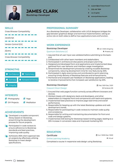 Bootstrap Developer Resume Samples Templates For