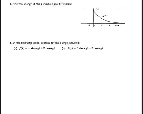 solved 1 find the energy of the periodic signal f t below