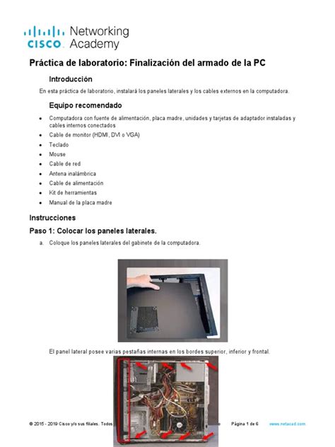Lab 2g Complete The Computer Assembly Descargar Gratis Pdf Usb Informática