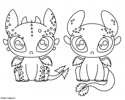 Chibi Toothless And Light Fury Coloring Page