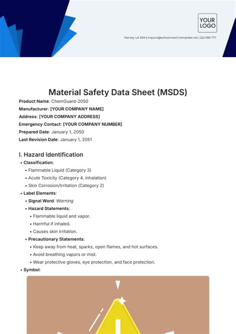 Free Printable Msds Data Sheets Free Printable