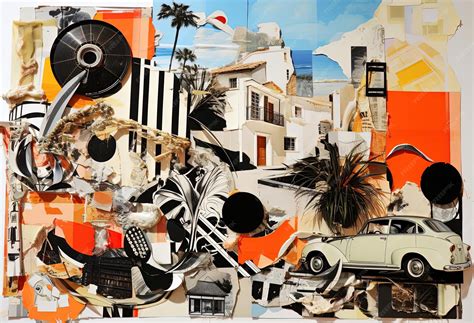 Collage à Partir De Photos Et Dobjets Dans Le Style De Textures Et De Motifs Superposés Photo