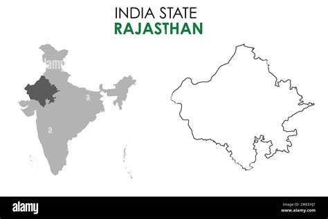 Rajasthan map of Indian state. Rajasthan map vector illustration. Rajasthan map on white ...