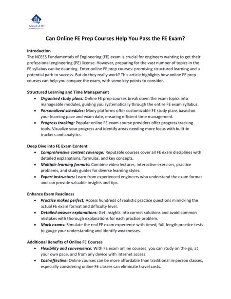 Ppt Can Online Fe Prep Courses Help You Pass The Fe Exam Powerpoint