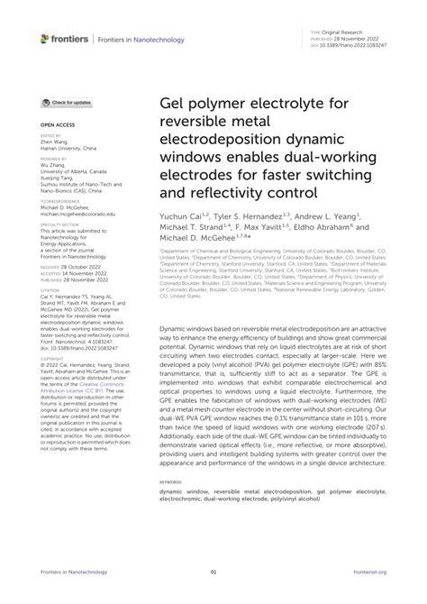 Pdf Gel Polymer Electrolyte For Reversible Metal Electrodeposition