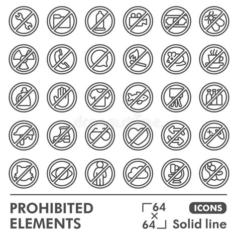 Prohibited Items Symbols Collection Or Sketches Prohibition Theme With