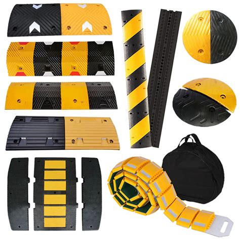 Small Moq 100cm Road Bump Rubber Rumble Strips Speed Breakers Traffic Cushion Speed Humps