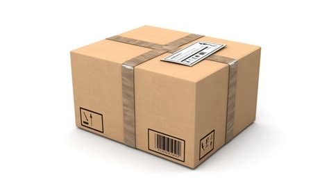 Parcel Delivery White Background Showcases 3d Rendering Of A Cardboard With Attached Note