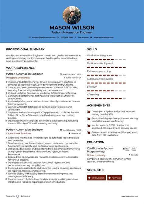 10 Python Automation Engineer Resume Samples And Templates For 2025