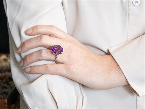 Yellow Gold Amethyst Solitaire Cocktail Ring Market Square Jewelers