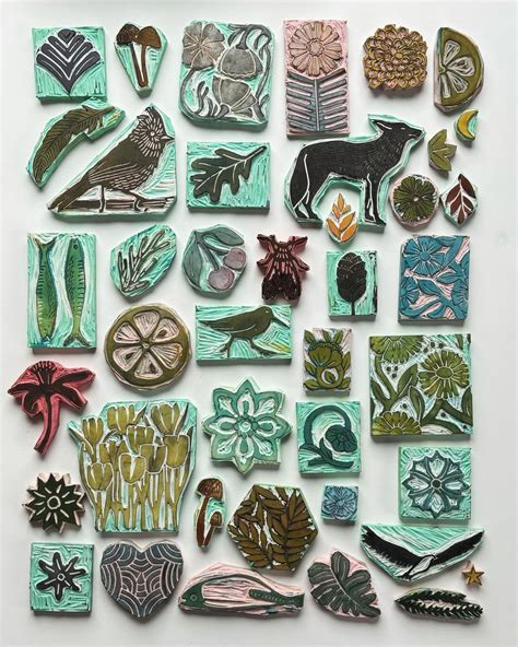 Collection Of Carved Stamps For Rubber Stamping