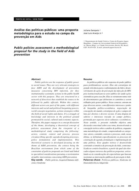 Pdf Public Policies Assessment A Methodological Proposal For The