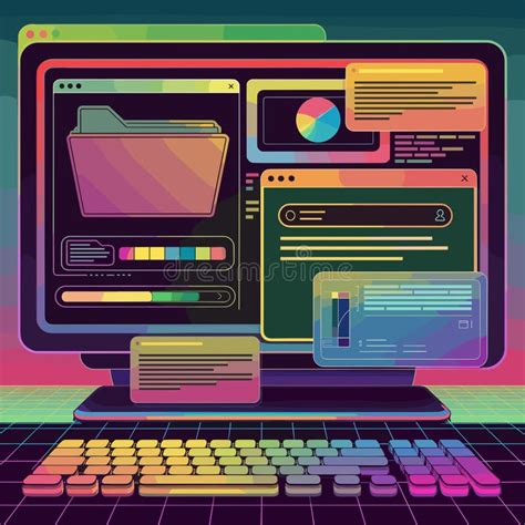 Vibrant Digital Workspace With Colorful User Interface Stock