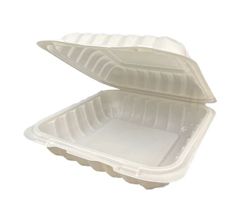 8 X 8 X 3 Plastic Clamshell Containers White Encore Food Service