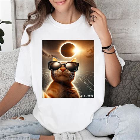 Funny Cat Wearing Solar Eclipse Glasses Shirt Total Solar Ec Inspire Uplift