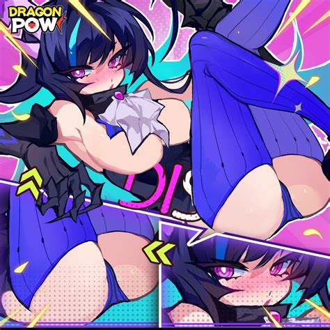 Rule 34 Big Breasts Black Hair Blue Hair Blush Dis Dragon Pow