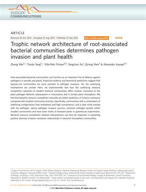 Solution Trophic Network Architecture Of Root Associated Bacterial