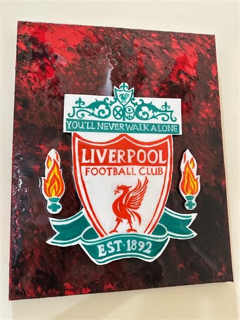 Liverpool Fc Textured Wall Art Lfc Crest 3d Effect Canvas Anfield