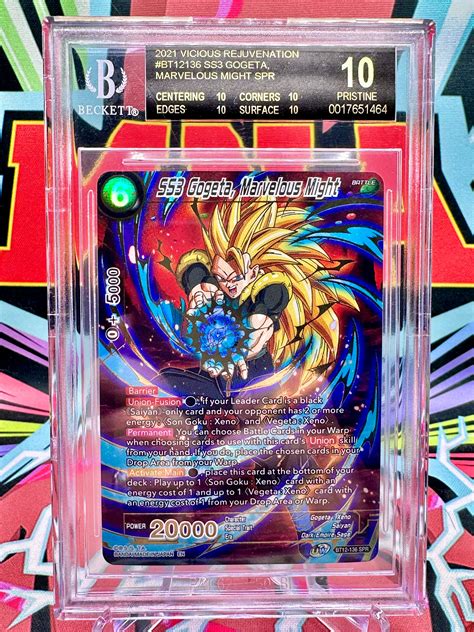 Bgs 10 Black Label Bt12 136 Ss3 Gogeta Marvelous Might Spr 2021