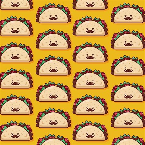 Cute Taco Pattern Illustration In Flat Design 16413200 Vector Art At