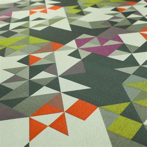 Modern Geometric Blue Orange Green Chenille Pattern Curtain Upholstery