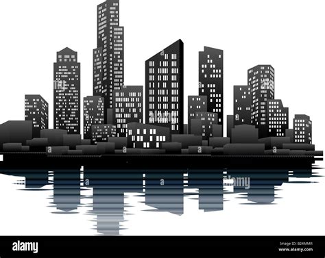 City Skyline At Night Clipart