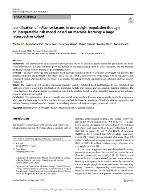 Identification Of Influence Factors In Overweight Population Through An