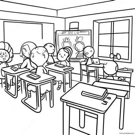Colorful Classroom Scene Coloring Page 49584 39234