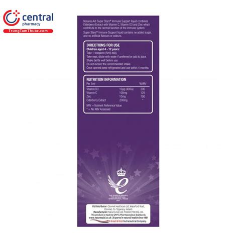 [chÍnh HÃng] Siro Natures Aid Mini Drops Immune Plus Tăng đề Kháng