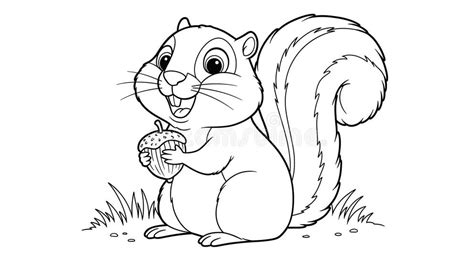 Cute Happy Cartoon Ground Squirrel Black White Coloring Activity For