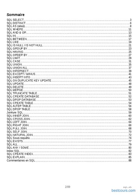 Pdf Base Du Langage Sql Et Des Bases De Données Cours Et Formation