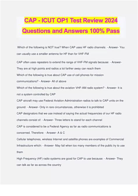 Cap Icut Op1 Test Review 2024 Questions And Answers 100 Pass Civil