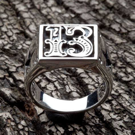 Number 13 Biker Ring Handcrafted 925 Sterling Silver