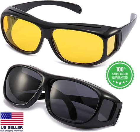 Tac Hd Day Night Vision Glasses Men Unisex Driving Wraparound Fit Over