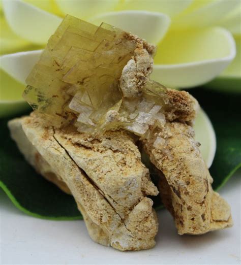 Pale Golden Yellow Barite Crystal Cluster Mineral Specimen