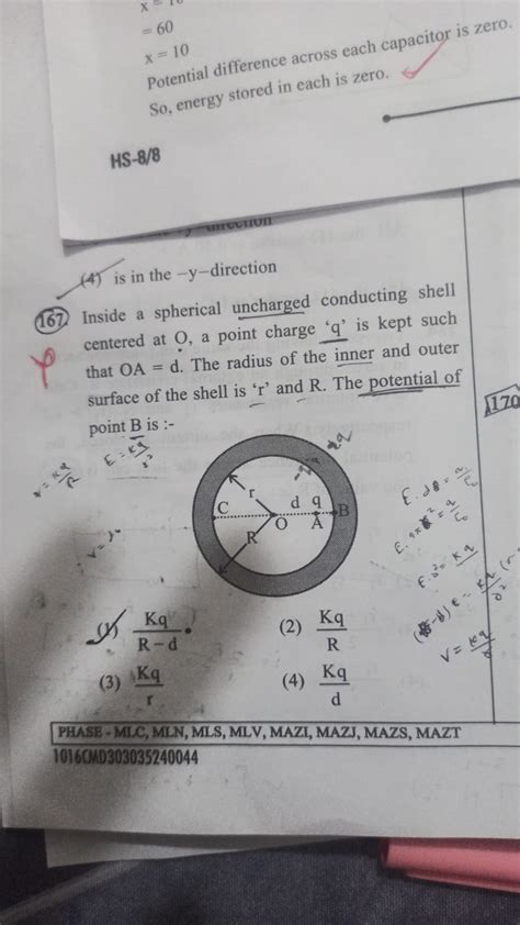 Potential Difference Across Each Capacitor Is Zerox10 So Energy Store