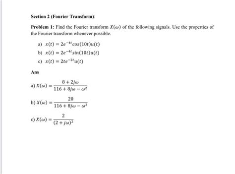 Solved Section Fourier Transform Problem Find The Chegg
