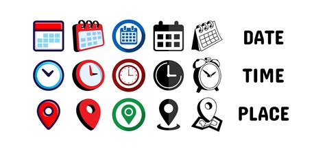 Date Time Address Or Place Icons Symbol 21907887 Vector Art At Vecteezy