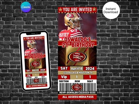 Christian Mccaffrey Editable Invitation San Francisco 49ers 49ers