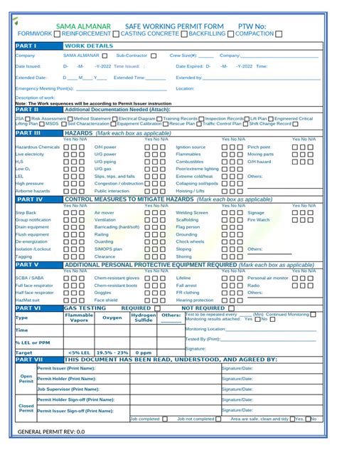 Ptw General Model Pdf Safety Occupational Safety And Health