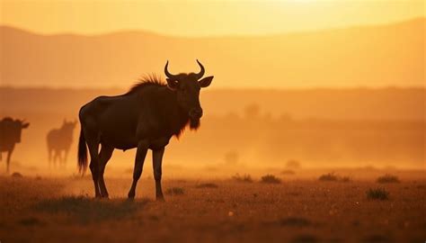 Free Golden Wildebeest Silhouette Image Download At Stockcake